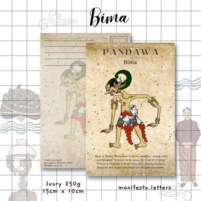 Jual Postcard Pandawa Lima | Kartu Pos Wayang | Mahabarata | Arjuna ...