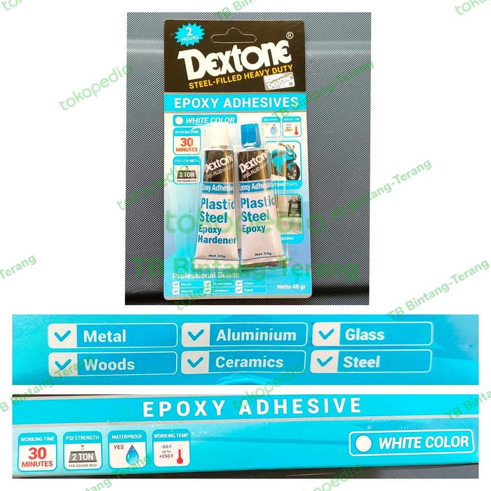 Jual DEXTONE PLASTIC STEEL WHITE 2 HOURS LEM BESI EPOXY 2 JAM WARNA ...