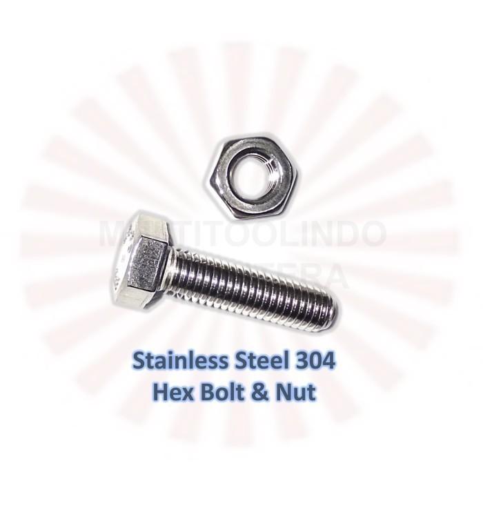 Jual Baut Mur Stainless Steel M10 x 30 SS 304 Hex Bolt Nut BMSS M10x30 ...
