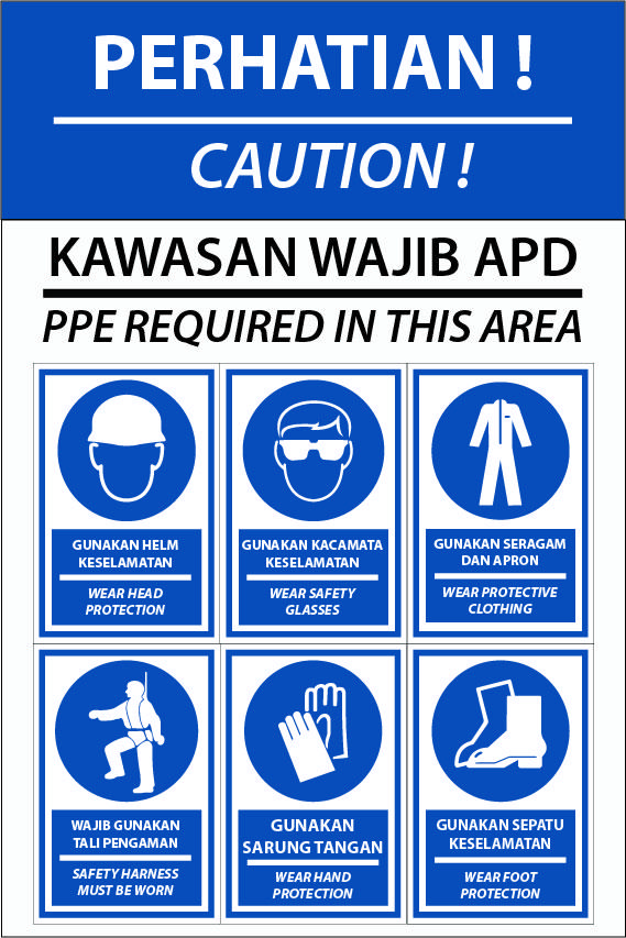 Jual Sign Akrilik Kawasan Wajib APD (Dua Bahasa) ukuran A4 - Jakarta ...
