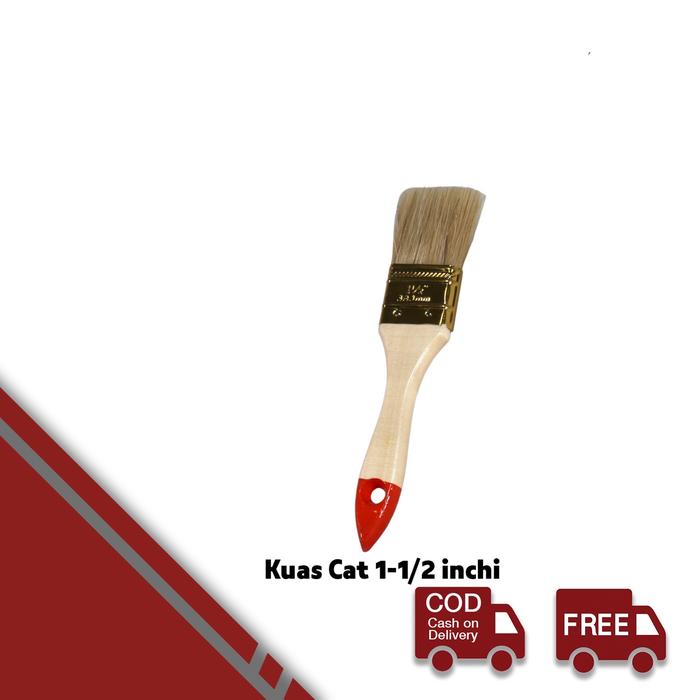 Jual Kuas Cat Tembok Dinding Besi 1-5 inch Gagang Kayu Halus Bulu Tebal ...