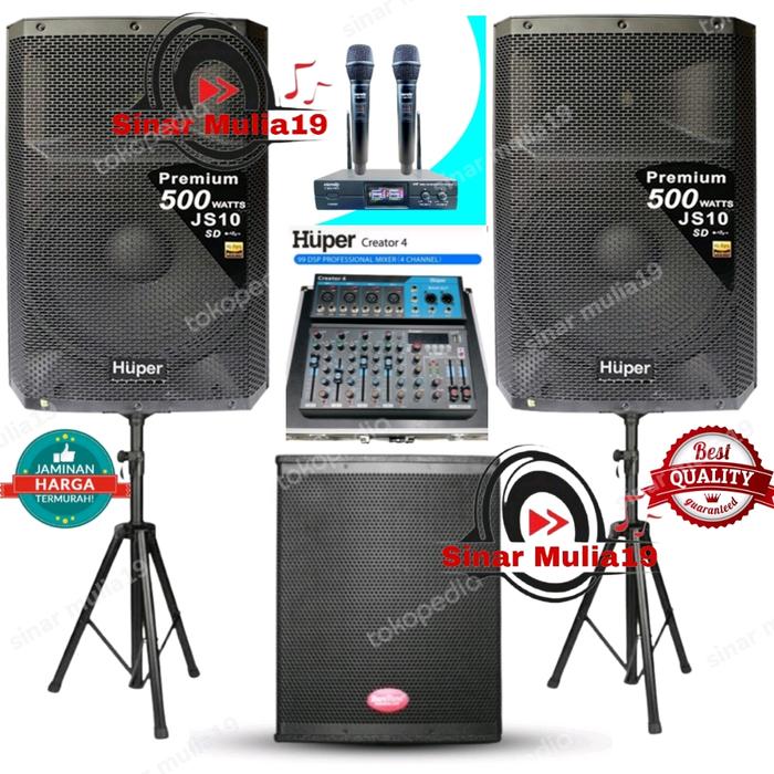 Jual PAKET SOUND SYSTEM HUPER JS10 SUBWOOFER BARETONE SW15 MIXER HUPER ...