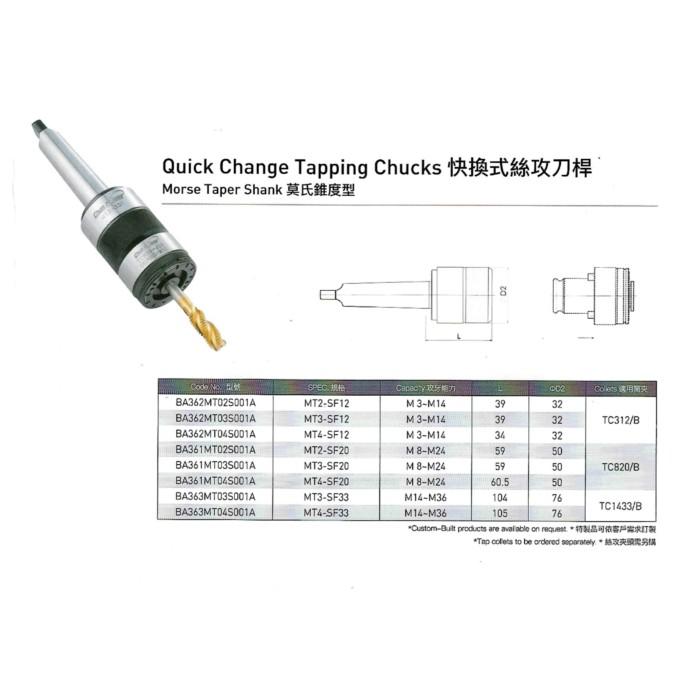 Jual ARBOR TAPPING MT3-SF12 QUICK CHANGE TAPPING CHUCK HOLDER TAIWAN ...