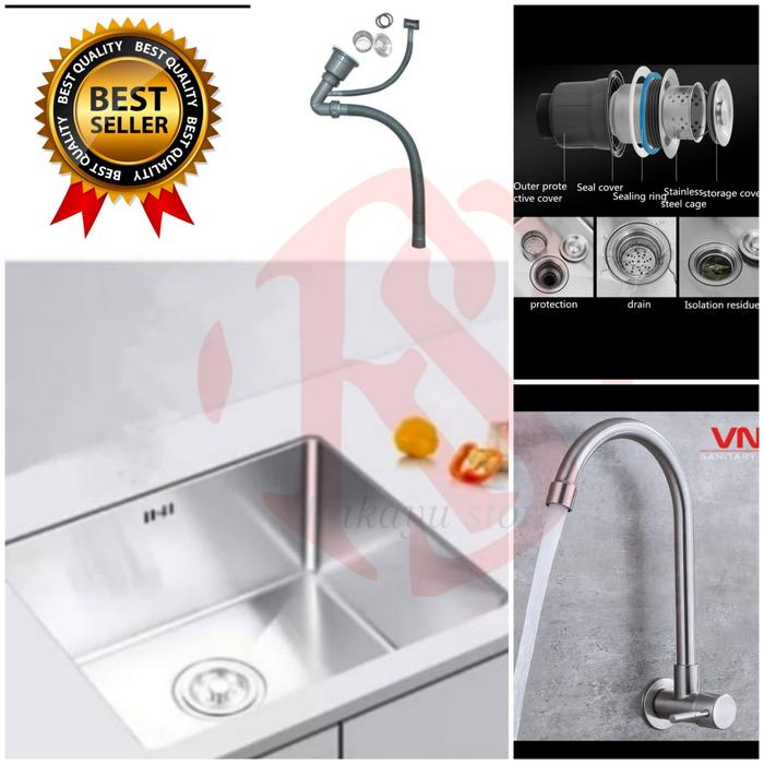 Jual KITCHEN SINK 6045 STAINLESS UNDERMOUNT LENGKAP KRAN/BCP MODEL ONAN ...