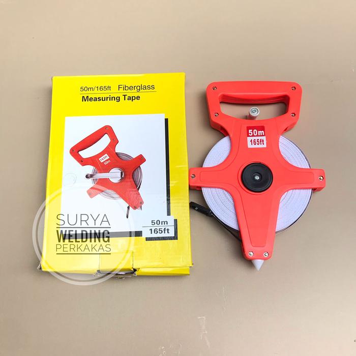 Jual meteran tancap tanah 50m fiber/meteran roll ukur tanah 50 meter ...