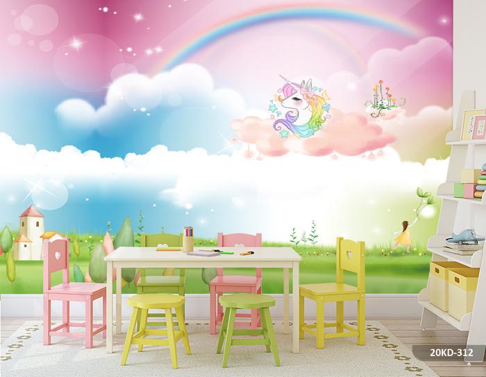 Promo Wallpaper Custom Mural Photowall Background Motif Kids Rainbow ...