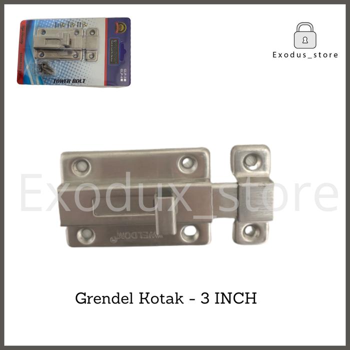 Jual Grendel slot pintu kotak 3" inch Weldom / kunci pintu - Jakarta ...