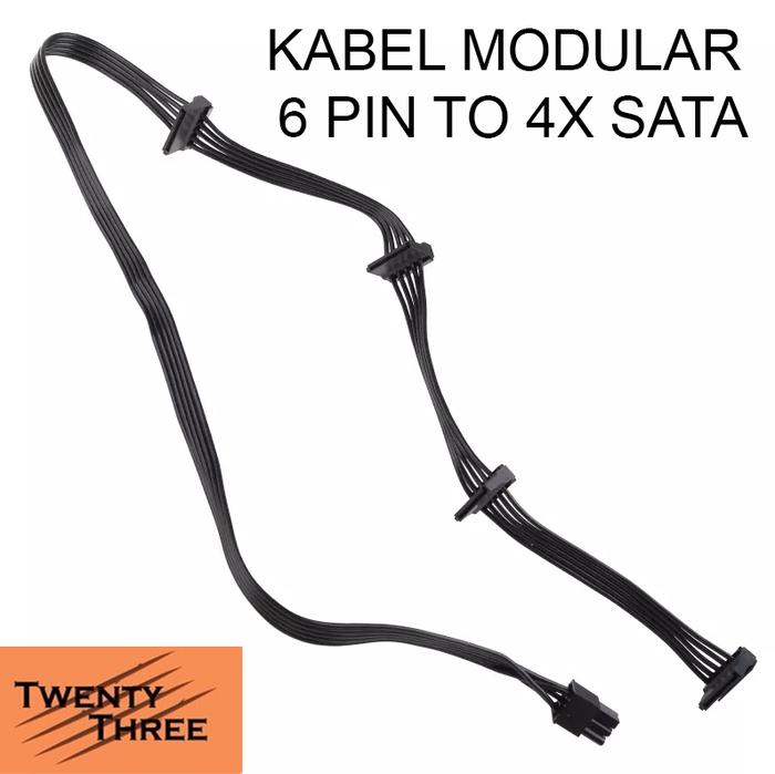 Jual Kabel Modular Power Splitter 6 pin to 4 sata hdd ssd connector ...