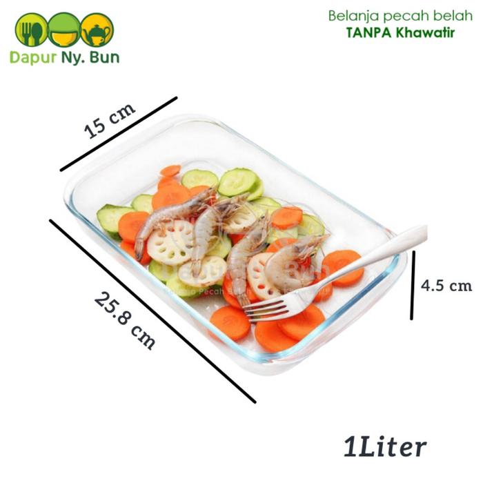 Jual Loyang Kaca Kecil Persegi Panjang Ukuran 1l / Tempered Glass ...