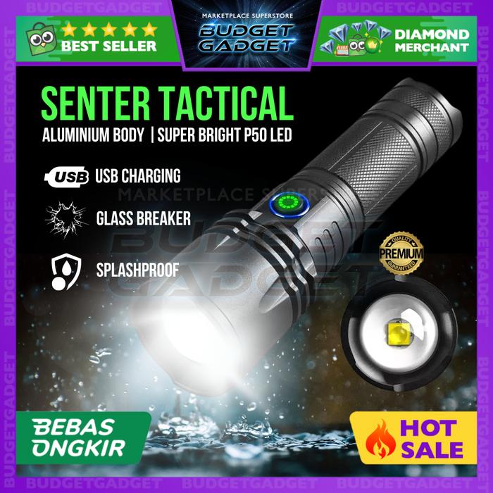 Jual TaffLED BESTSUN Senter LED Tactical Outdoor Flashlight P50 Long ...
