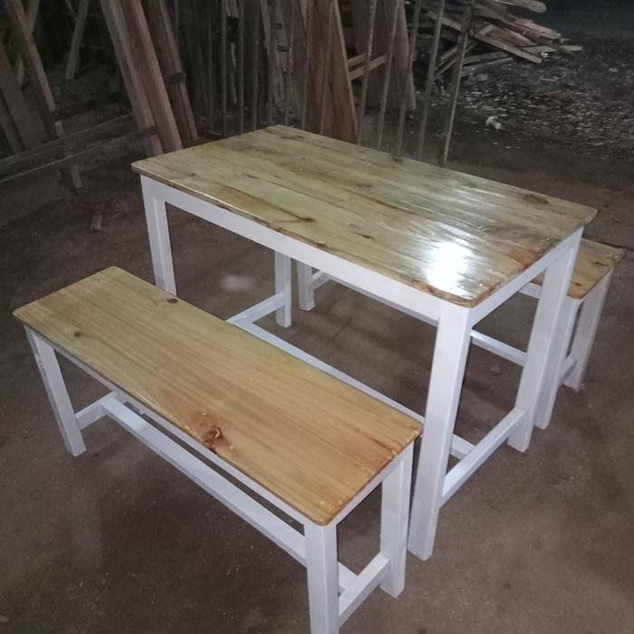 Jual Meja makan cafe/resto kayu jati belanda terbaru warna putih atas ...