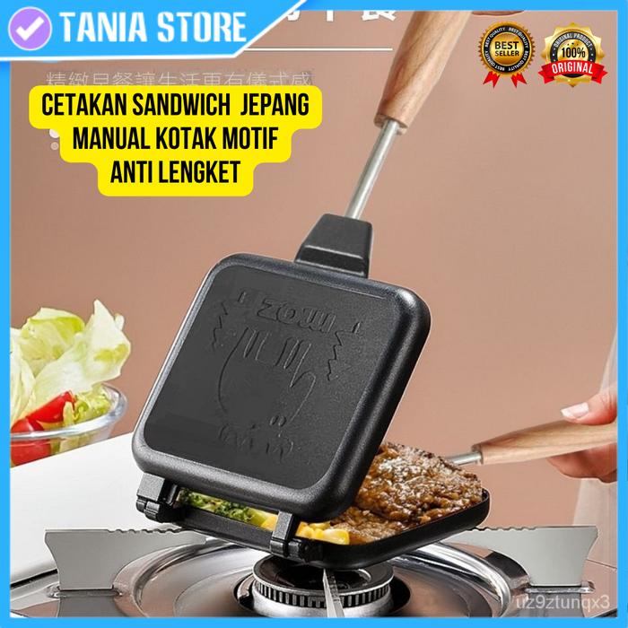 Jual Pemanggang Roti Sandwich Kotak Maker Pan Jepang Toaster Manual ...