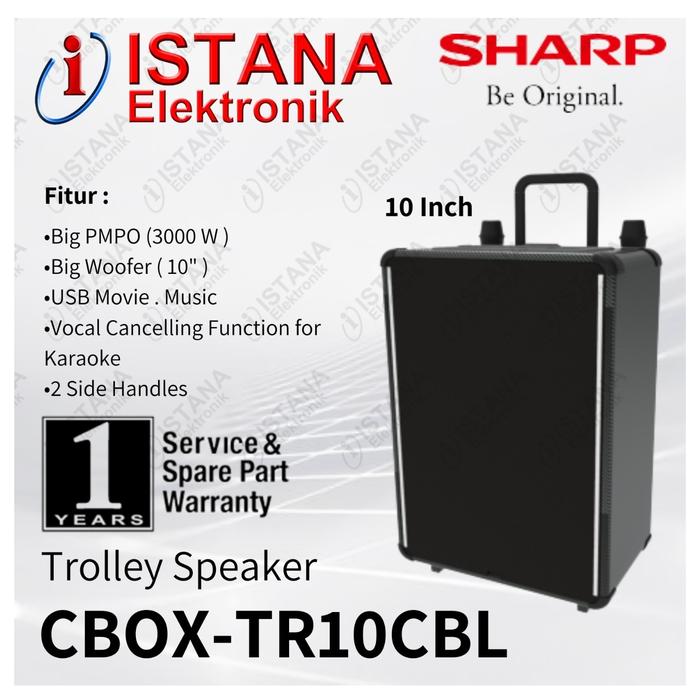 Jual SHARP TROLLEY SPEAKER AKTIF PRO SERIES 10 INCH CBOX-TR10CBL - Kota Palembang - ISTANA ...