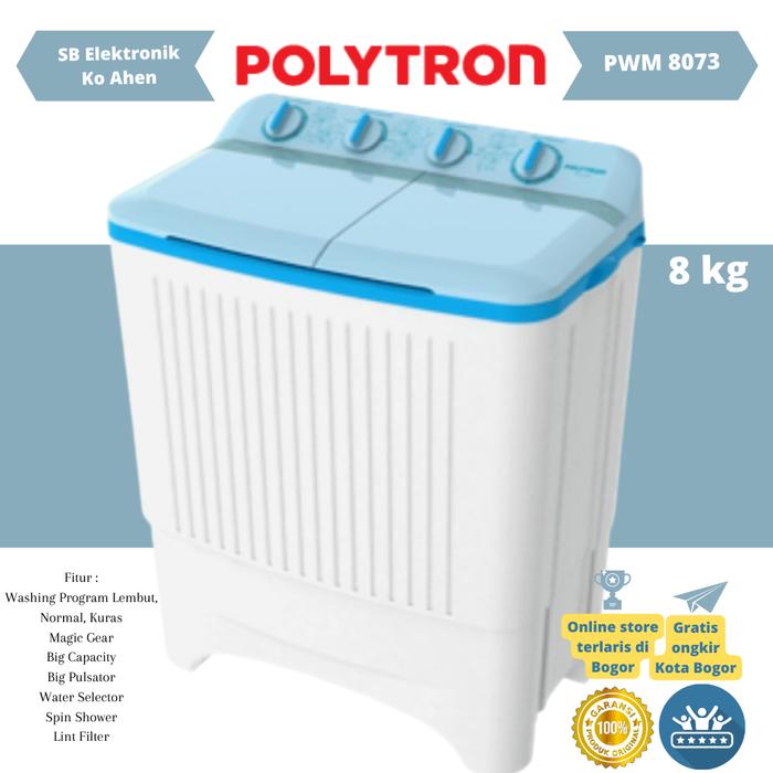 Jual Mesin Cuci 2 Tabung Polytron PWM 8073 Kapasitas 8 KG Garansi Resmi ...
