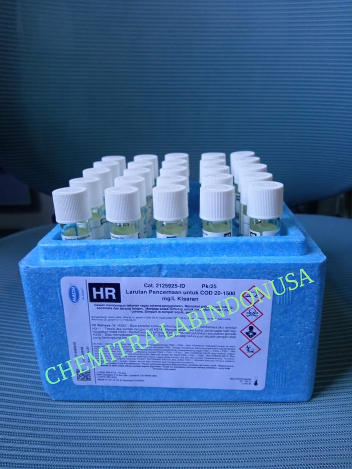 Jual HACH 2125925 COD Reagent HR 20 -1500 mg/L digestion Vial, pk/25 ...