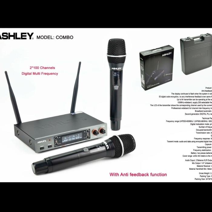 Jual MICROPHONE ASHLEY COMBO MIC WIRELESS ASHLEY ORIGINAL GARANSI BARU ...