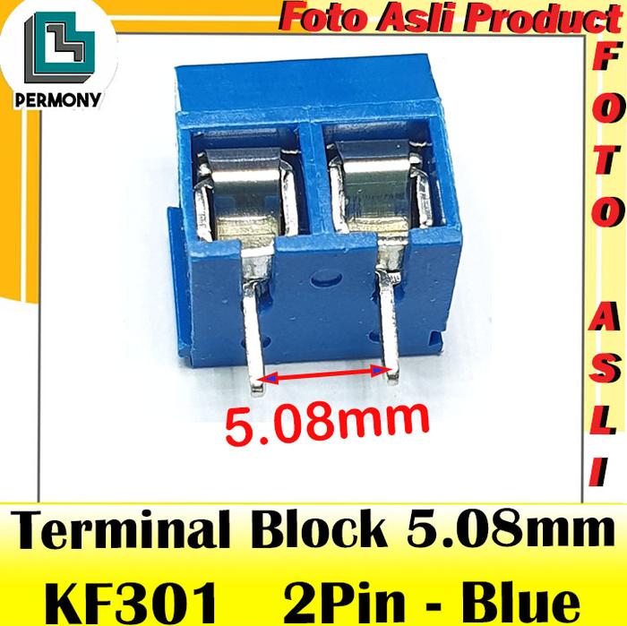 Jual Terminal block KF301 KF-301 2P 2Pin 2 Pin pitch 5.08mm PCB - Biru ...