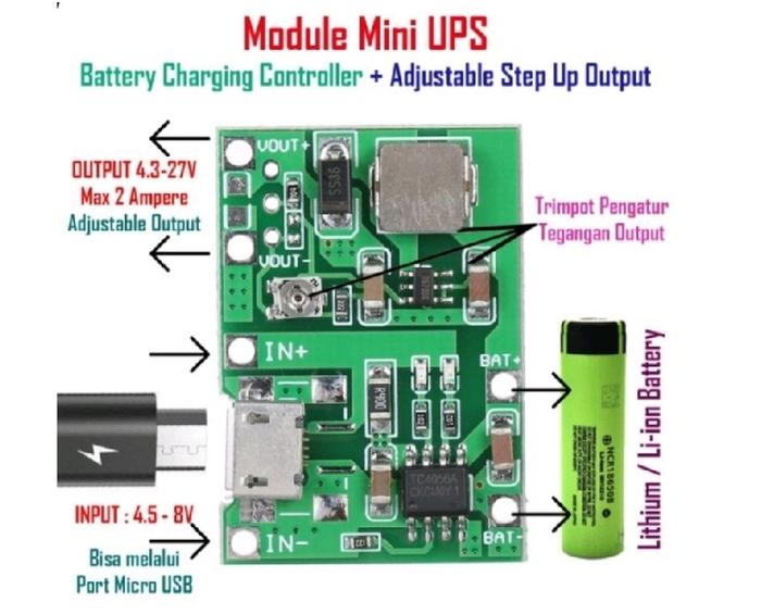 Jual Kit Modul Charger dan Step up Baterai Lithium 18650 Step up Dc ...