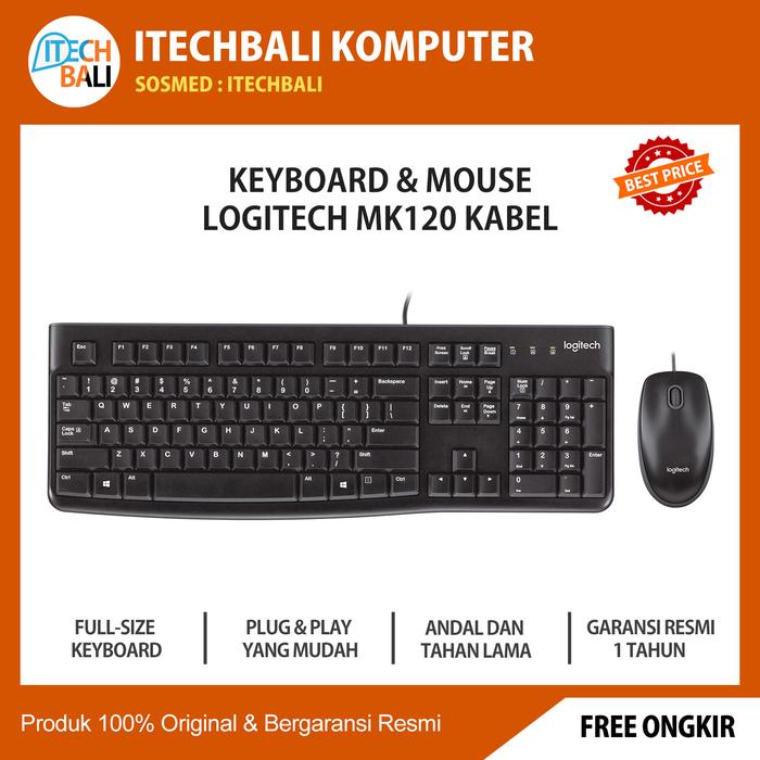 Jual LOGITECH MK120 COMBO Keyboard + Mouse pakai kabel USB ORIGINAL - Kota Denpasar - ITECHBALI ...