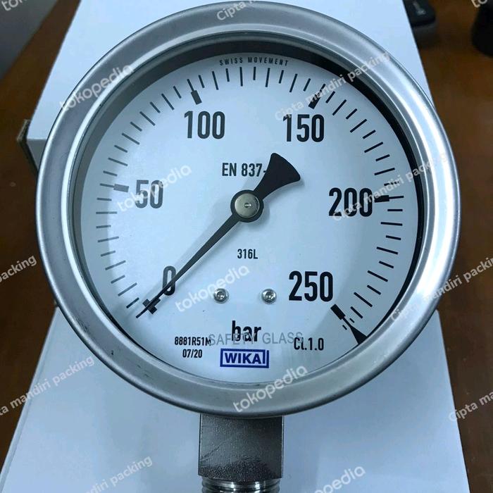 Jual Pressure Gauge wika 250 Bar full stainless Size 4 Inch + Glyceline ...
