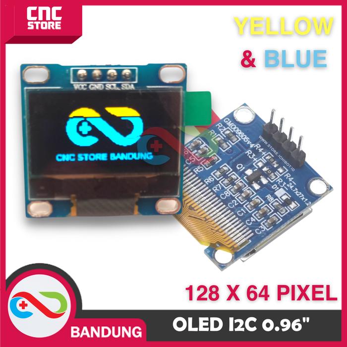 Jual [CNC] YELLOW BLUE 0.96” I2C 128X64 OLED LCD DISPLAY MODULE - Kota ...