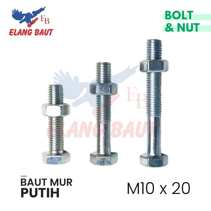 Jual Baut Mur Putih M10x20 / Baut 10x20 / BMP M10 - Kota Bekasi - Elang ...