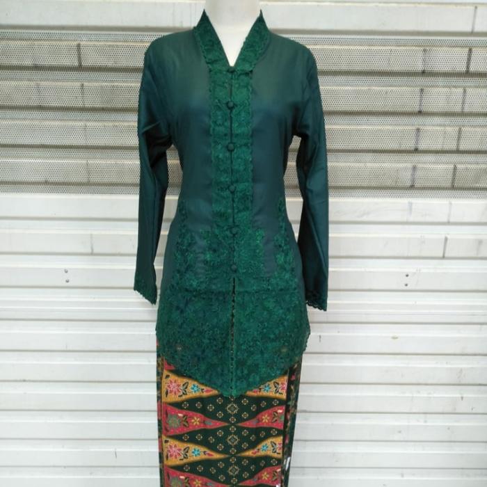 Jual Kebaya Encim Betawi Lengan Panjang - ijo botol, 5L - Jakarta Pusat ...