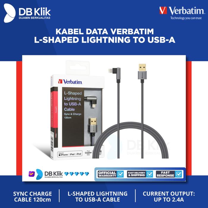 Jual Kabel Data Verbatim L-Shaped Lightning to USB A 120cm - Verbatim ... Jual Kabel Data Verbatim L-Shaped Lightning to USB A 120cm - Verbatim ...