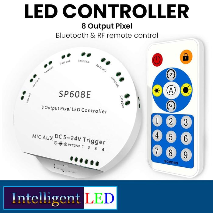 Jual LED Addressable Controller SP608E Bluetooth and Remote 8CH Output ...
