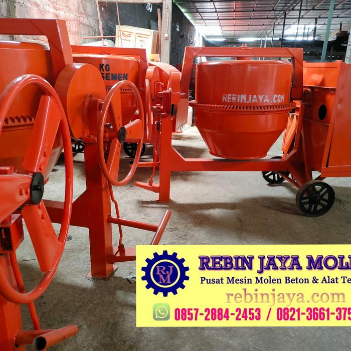 Jual Mesin Molen Cor Beton 500 liter set engine 8 PK R 180 free ongkir - Kab. Klaten - Rebin ...