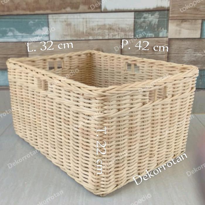 Jual keranjang rotan laci besar persegi panjang storage box murah ...