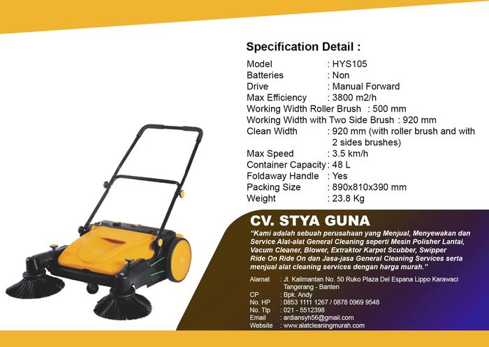 Jual Sweeper HYS105 Manual Menyapu Mesin Pembersih Lantai Mesin - Kota ...