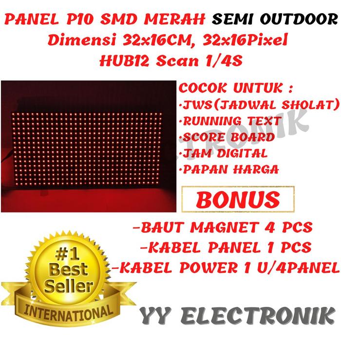 Jual panel Module Modul Led P10 Running Text SMD Merah Indoor Semi ...