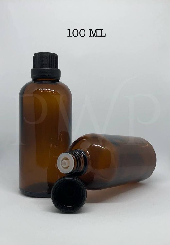 Jual Botol Kaca Amber 100ml / Botol Dropper ( Tutup Hitam ) - Black SS ...