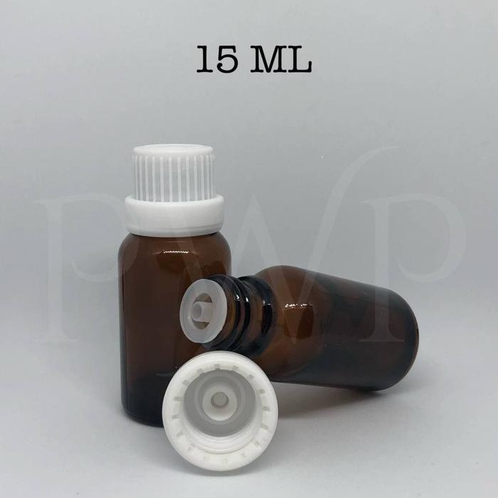 Jual Botol Kaca Amber 15ml / Botol Essential Oil - Tutup Hitam / Putih - White DS, 15ml ...