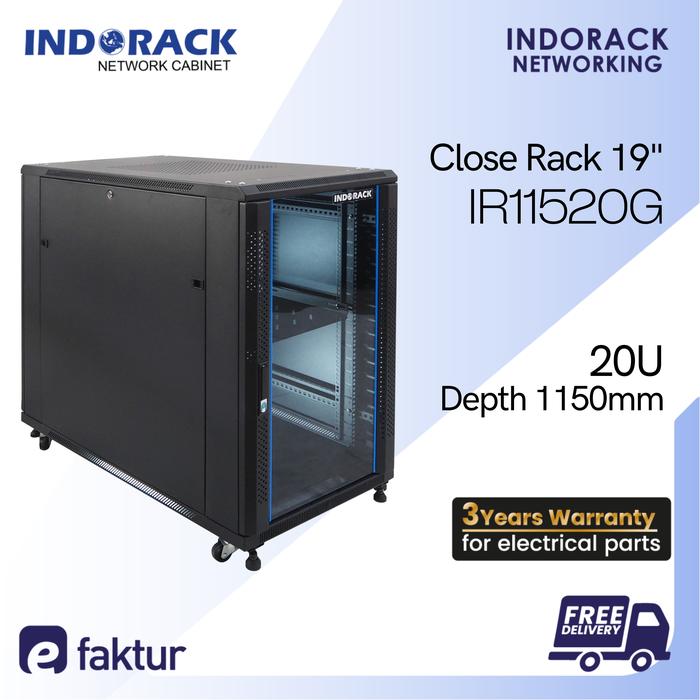 Jual Indorack Close Rack 20U Glass Door Rack Server Depth 1150mm ...