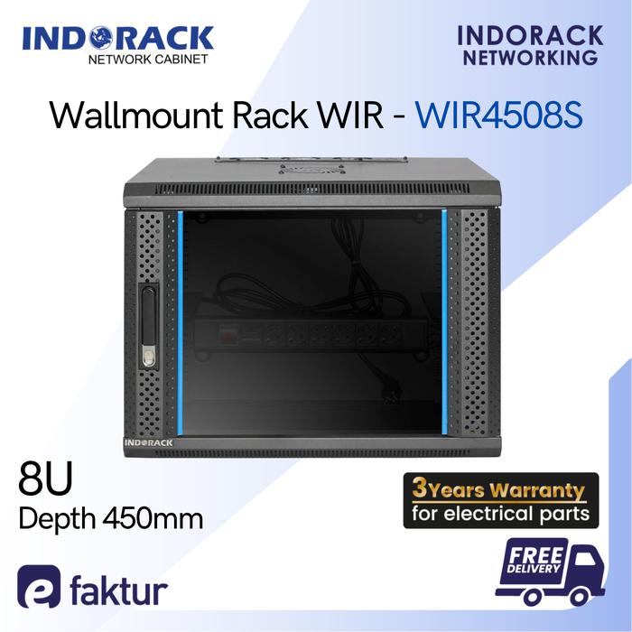 Jual Indorack Wallmount Rack 8U Single Glass Door 19" Depth 450mm ...