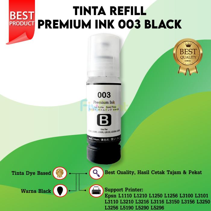 Jual Tinta 003 Premium Ink Compatible Epson L3156 L3210 L1210 - Black ...