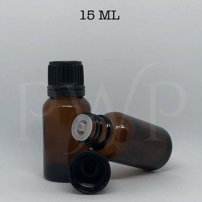 Jual Botol Kaca Amber 15ml / Botol Essential Oil - Tutup Hitam / Putih - White DS, 15ml ...
