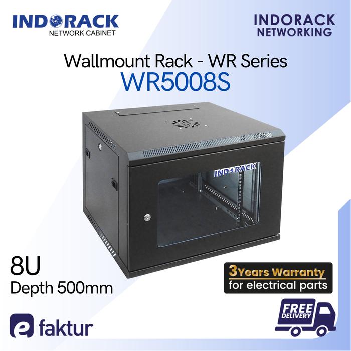 Jual Indorack Wallmount Rack 8U Single Door Rack Server Depth 500mm WR5008S - Jakarta Pusat ...
