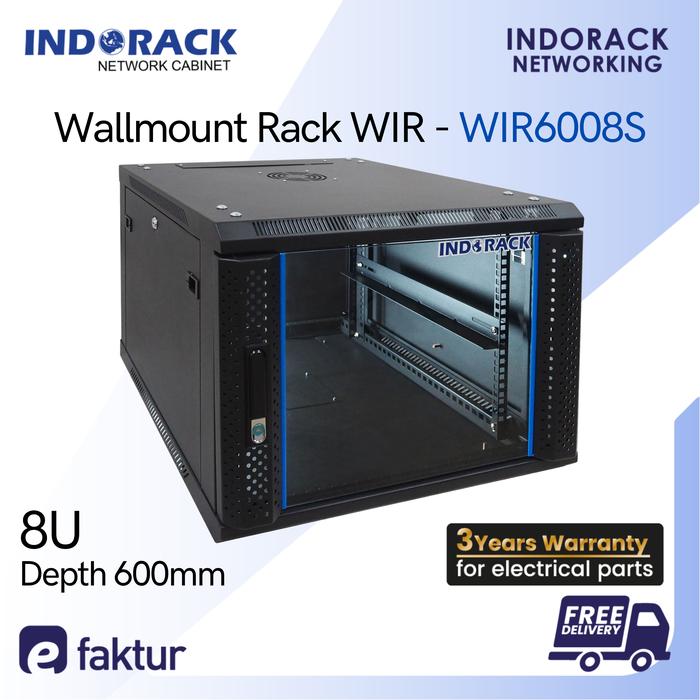 Jual Indorack Wallmount Rack 8U Single Glass Door 19" Depth 600mm ...
