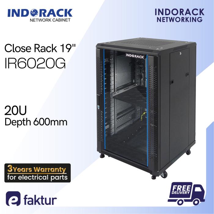 Jual Indorack Close Rack 20U Glass Door Rack Server 19" Depth 600mm ...