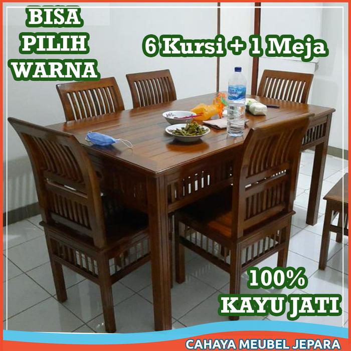 Jual Meja Makan Kartini Kayu Jati 6 Kursi 1 Meja Minimalis Furniture ...