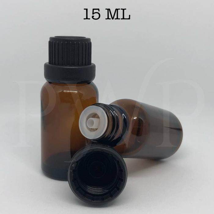 Jual Botol Kaca Amber 15ml / Botol Essential Oil - Tutup Hitam / Putih - White DS, 15ml ...