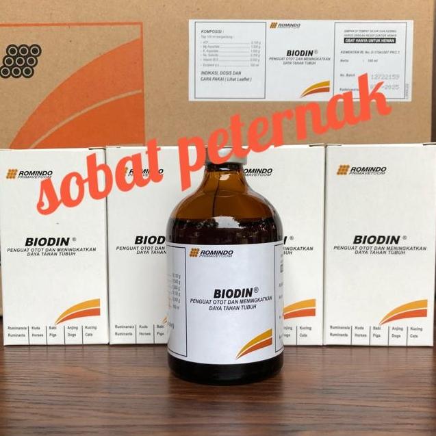Jual BIODIN 100 ML ROMINDO , penguat otot dan daya tahan tubuh hewan ...