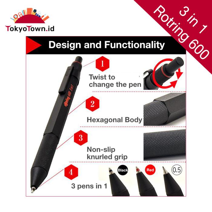 Jual rotring 600 3in1 multipen ballpoint mechanical pencil di Seller ...