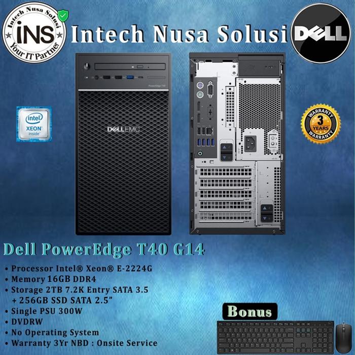 Jual SERVER DELL PowerEdge T40 Intel Xeon E-2224G 16GB 2TB 256SSD DVDRW 3Yr - Jakarta Pusat ...