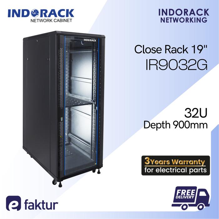 Jual Indorack Close Rack 32U Glass Door Rack Server 19" Depth 900mm ...