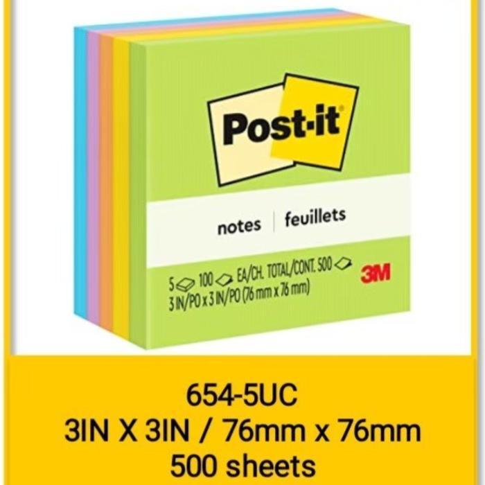 Jual Post it 654 3M (1 Pak 5 warna ) Hijau 654-UC Notes Memo Tempel ...