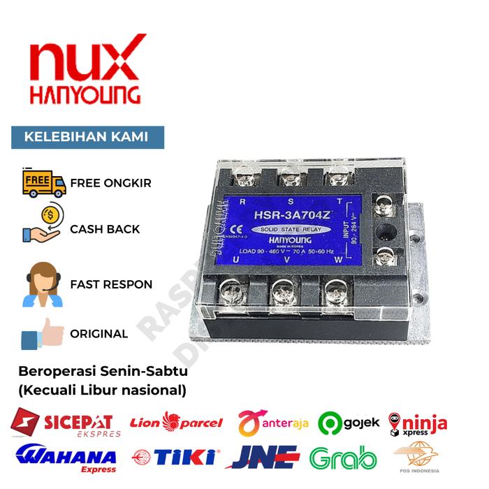 Jual HANYOUNG SSR Solid state relay 3PHASE 70A HSR 3A704Z LOAD 90 ...
